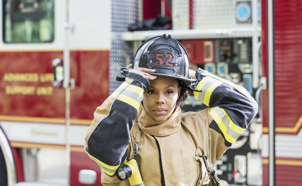 Female firefighter in fire protection suit | Provident FirePlus